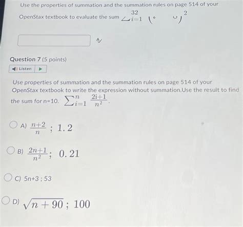 solved use the properties of summation and the summation
