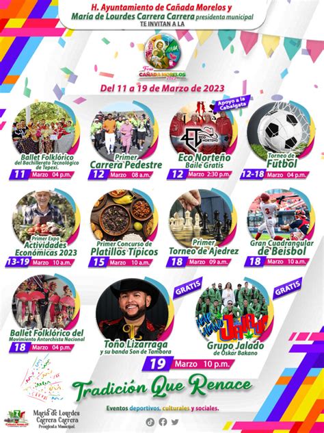 Feria Cañada Morelos 2023 programa FERIAS Y CONCIERTOS EN MÉXICO