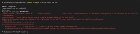 Powercli Connect Viserver Error Invalid Server Certificate Use Set
