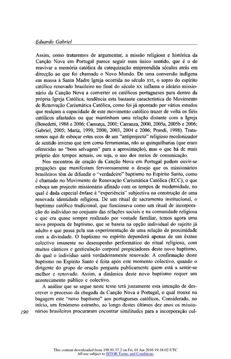 SOLUTION A Expans O Internacional Do Catolicismo Carism Tico