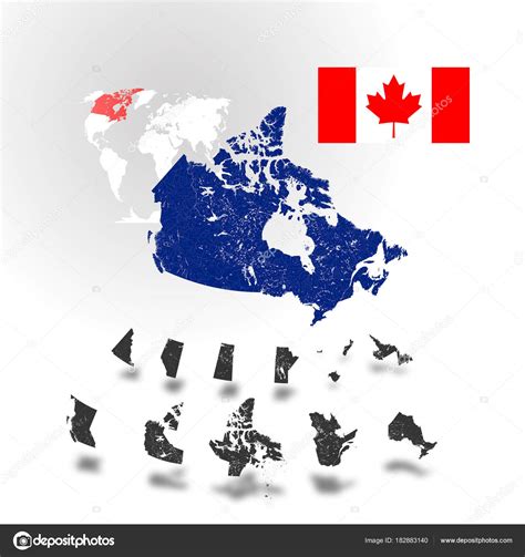 Mapa de Canadá con ríos y lagos Vector de stock por mshch1 182883140
