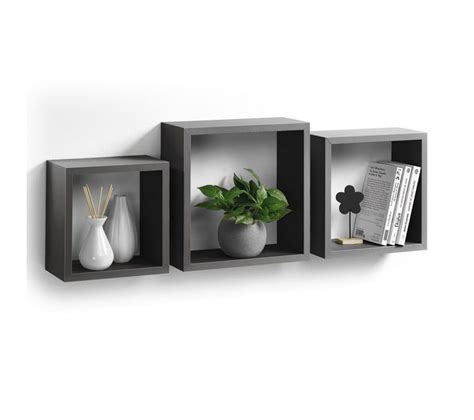 Lot De Tag Res Murales Cube Cm Anthracite Etag Re Murale But