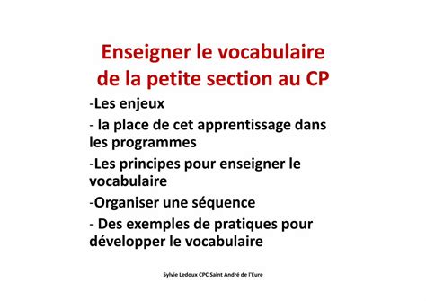 PDF Enseigner Le Vocabulaire De La Petite Section Au CPcircstandre