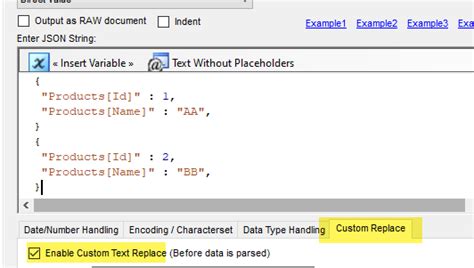 How To Use Custom Replace Feature In Json Xml Csv Source Or Odbc