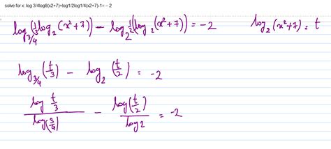 solve for x log 3 4 log 8 x 2 7 log 1 2 log 1 4 x 2 7 1 2 askiitians