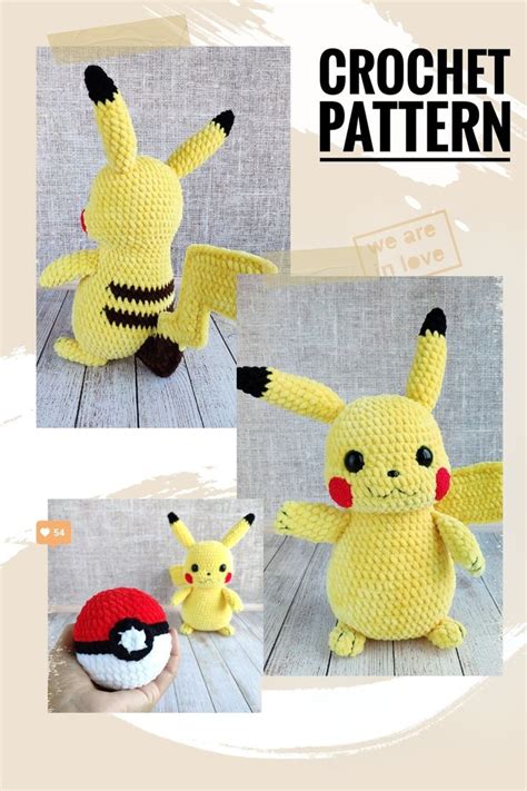 Crochet Pikachu Pokeball Patterns Plush Pokemon Amigurumi Pdf