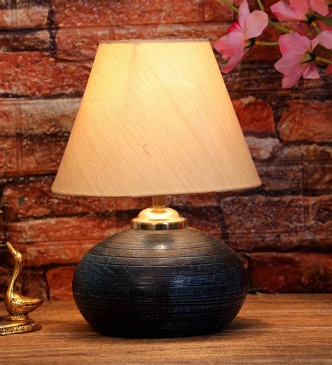 Buy Diagon Beige Fabric Shade Night Lamp With Teracotta Base At 55 OFF