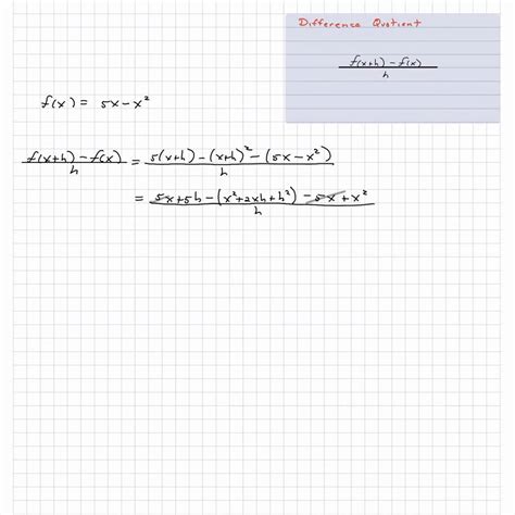 solved find the difference quotient f x h f x h for each function f x 5 x x 2