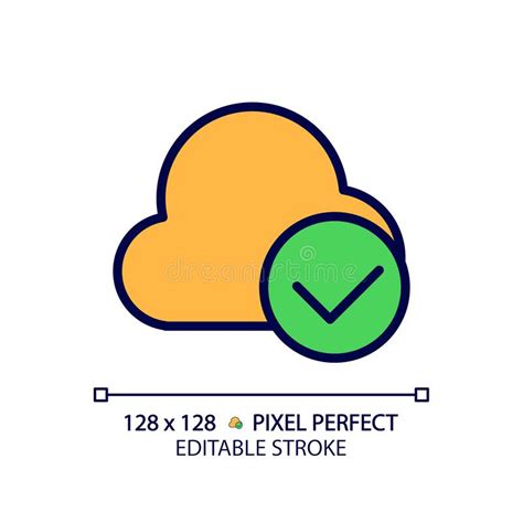 Cloud With Check Mark Pixel Perfect RGB Color Icon Stock Vector
