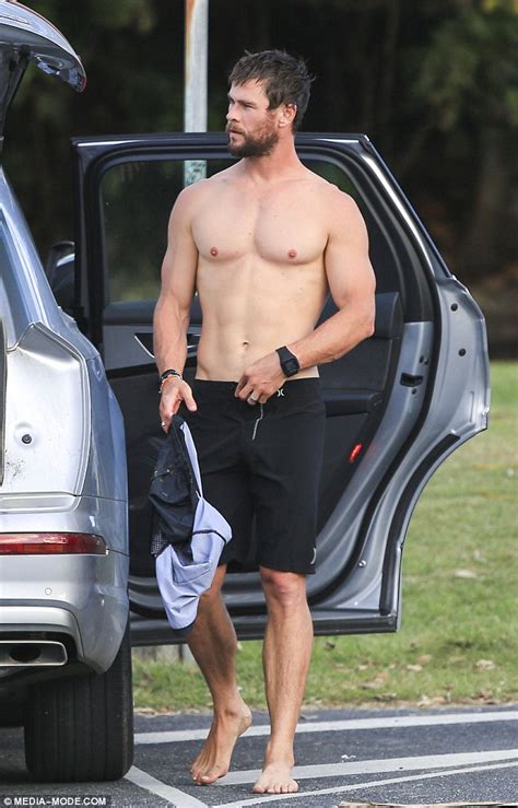 Shirtless Chris Hemsworth Strips Off While Getting Changed At Broken