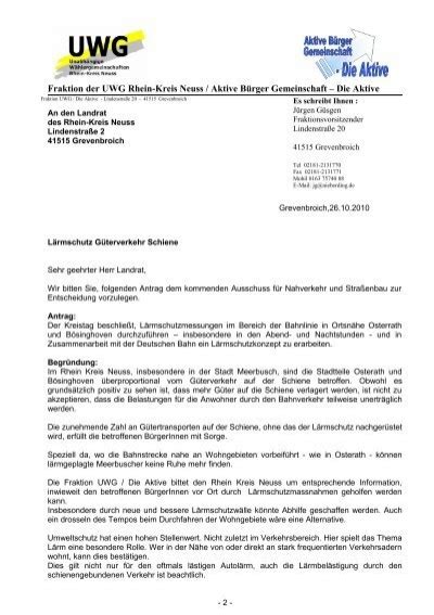 Antrag An Den Landrat Des Rhein Kreis Neuss