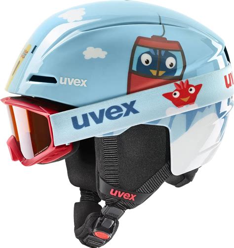 Kask dziecięcy z goglami UVEX Viti Set Light Blue Birdy 51 55cm