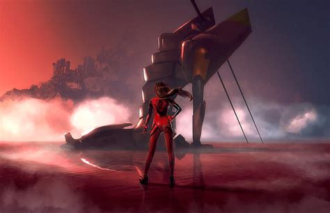 Eva Unit 02 Anime Artista Arte Digital Obra De Arte Hd Fondo De
