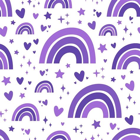 Padrão perfeito de arco íris roxo fundo branco Vetor Premium
