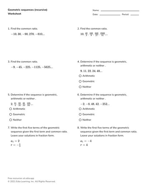 explicit formulas for arithmetic sequences worksheets worksheets library