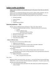 Civ Pro Outline V Docx Subject Matter Jurisdiction Subject Matter