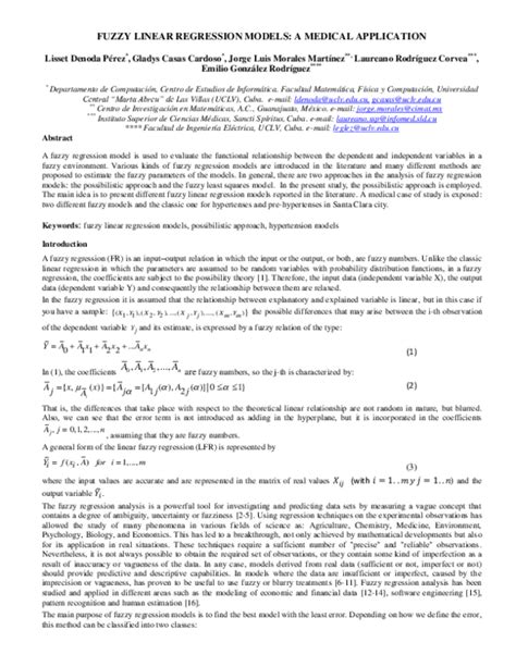 pdf fuzzy linear regression models a medical application gladys casas cardoso