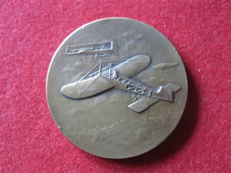MÉDAILLE BRONZE ANCIENNE avion BLERIOT signée aéronautique signé A D