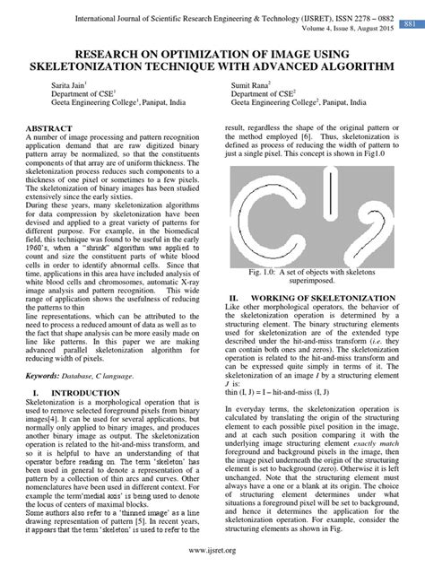 research on optimization of image using skeletonization technique with advanced algorithm pdf