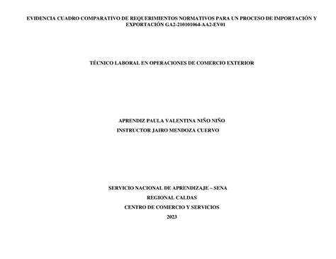 Evidencia Cuadro Comparativo DE Requerimientos Normativos PARA UN