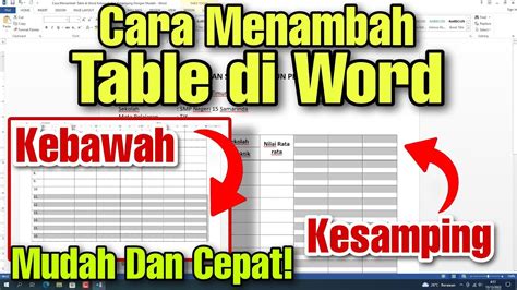 Cara Menambah Table Di Word Kebawah Dan Kesamping Dengan Mudah YouTube