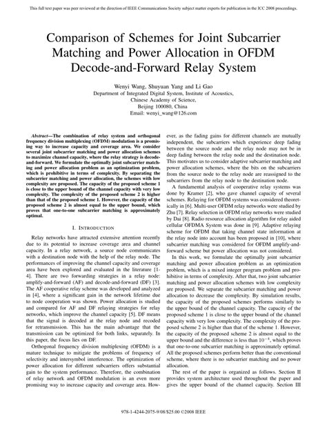 pdf comparison of schemes for joint subcarrier matching and power allocation in ofdm decode
