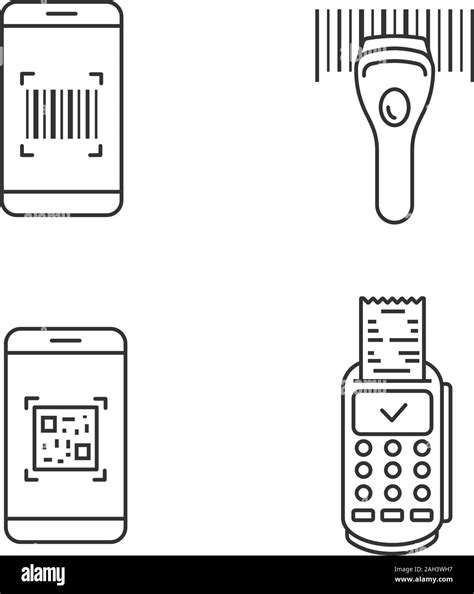 Barcodes Linear Icons Set Smartphone Barcode Scanner Linear Code
