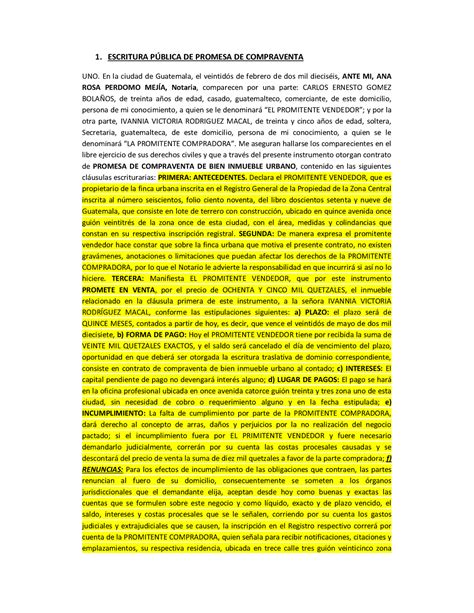 Contratos Y Actas En Base Al Temario UMG 1 ESCRITURA PBLICA DE