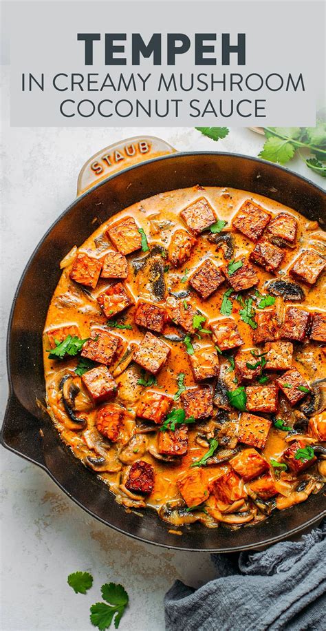 Tempeh In Creamy Mushroom Coconut Sauce Love Yarn
