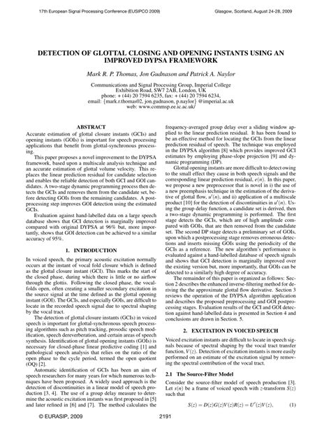pdf detection of glottal closing and opening instants using an improved dypsa framework