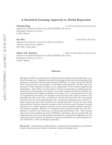 pdf a statistical learning approach to modal regression