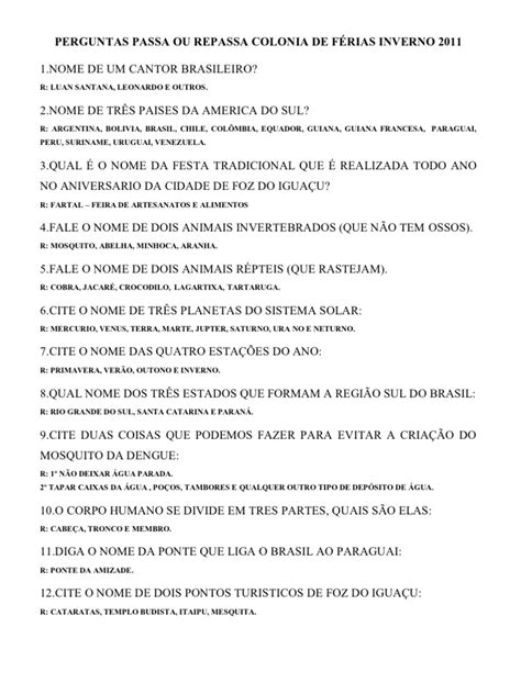 Perguntas E Respostas Para Gincana Wood Scribd Braxin