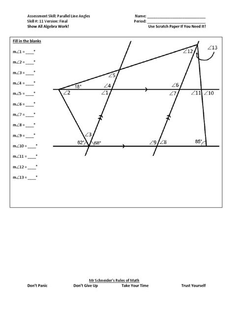 parallel line angles worksheet