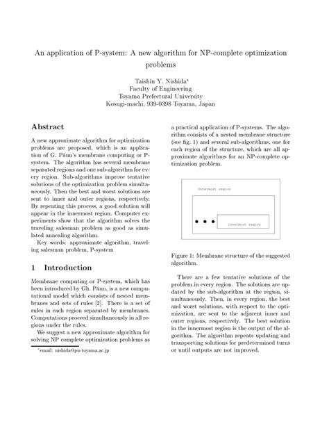 pdf an application of p system a new algorithm for np complete optimization problems