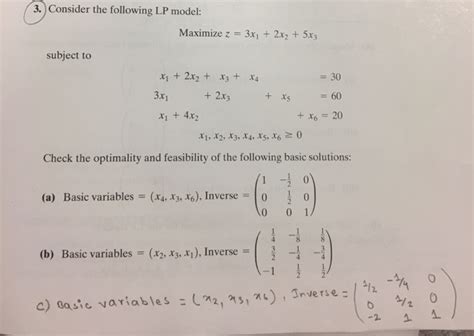 solved 3 consider the following lp model maximize z 3x1