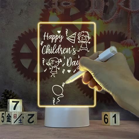 Nota Board Led Night Light Acrílico Creative Message Board Holiday USB