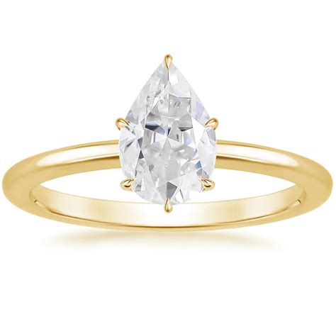 Moissanite Secret Halo Diamond Ring In 18K Yellow Gold