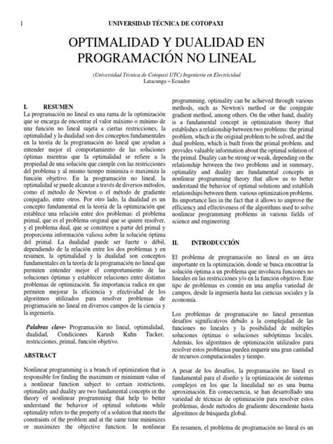 optimalidad y dualidad en programación no lineal pdf optimización matemática conjunto convexo
