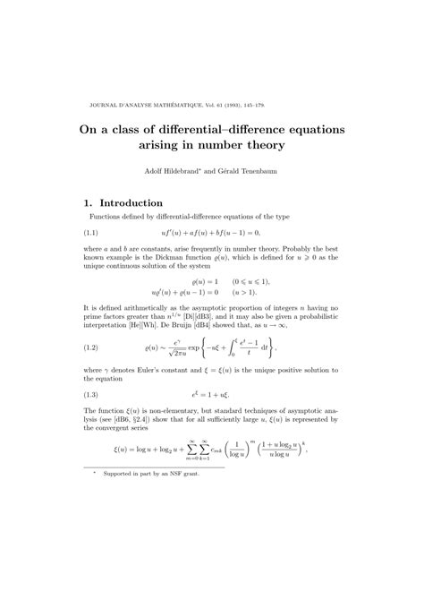 pdf on a class of differential difference equations arising in number theory
