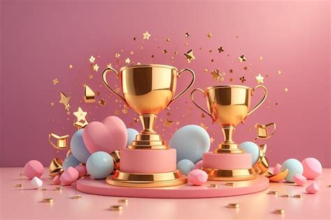 Os vencedores 3D mínimos taça de ouro vencedores de ouro estrelas