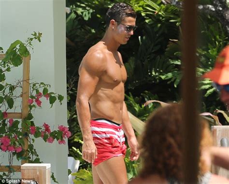 Shirtless Cristiano Ronaldo Displays His Muscular Physique As He Enjoys