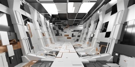 Sala de pasillo de ciencia ficción futurista concepto interior de
