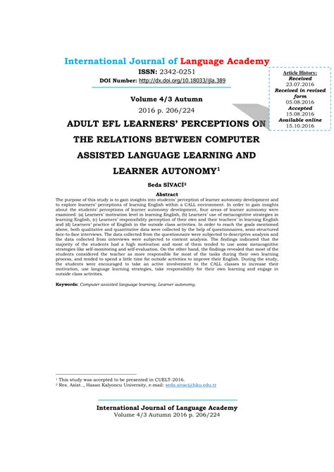 pdf adult efl learners perceptions on the relations between computer assited language