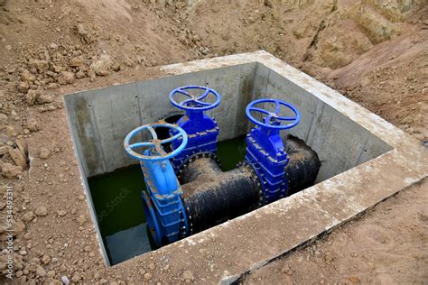Sewer Construction Gate Valves In Valve Pit Of Underground Piping