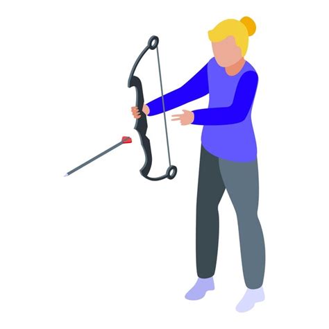 Ícone de competição de tiro arco feminino vetor isométrico arrow