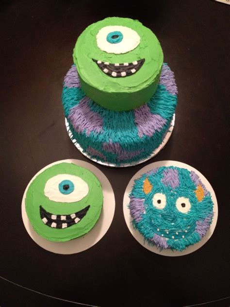 Monsters Inc Birthday Cake And Smash Cakes Using The Grass Tip For