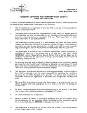 Fillable Online APPENDIX B Permit Application Form AGREEMENT GOVERNING