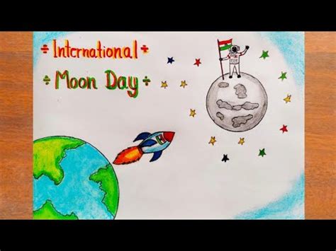 Chandra Dinam Poster Drawing National Moon Day Drawing International