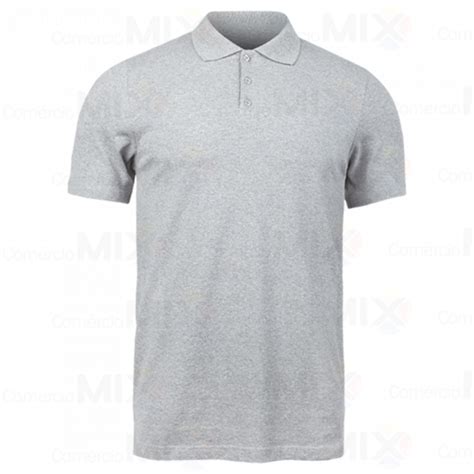 Camiseta Polo Cinza Mesclado 100 Poliéster para Sublimação