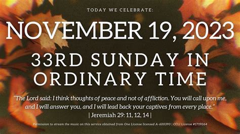 Sunday November Rd Sunday In Ordinary Time Youtube